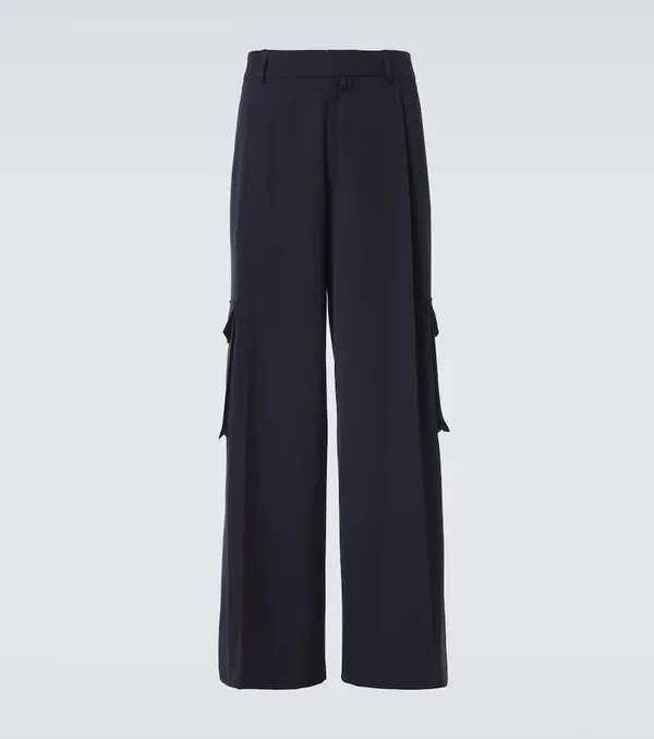 Dries Van Noten High-rise Wool Wide Leg Cargo Trousers
