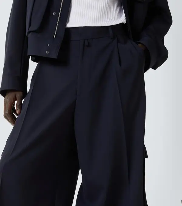 Dries Van Noten High-rise Wool Wide Leg Cargo Trousers