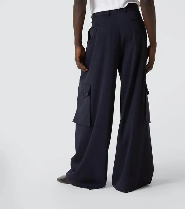 Dries Van Noten High-rise Wool Wide Leg Cargo Trousers
