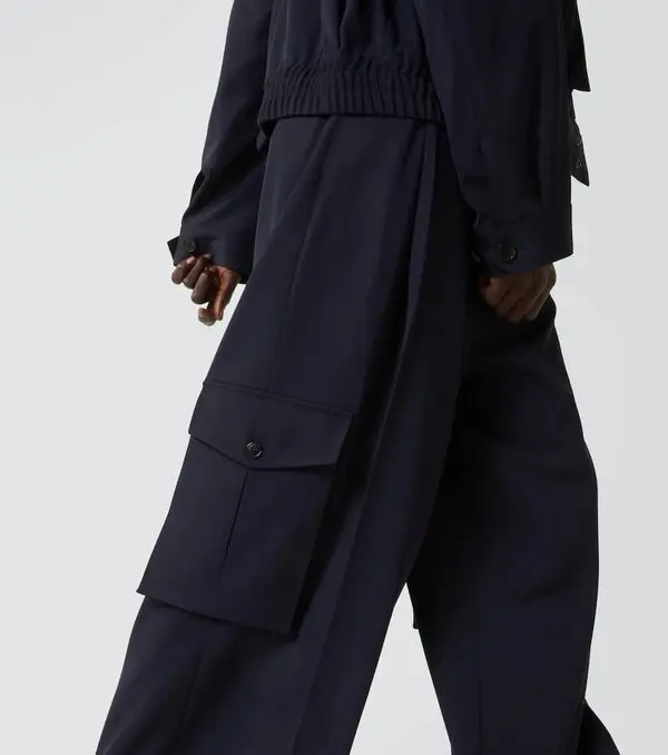 Dries Van Noten High-rise Wool Wide Leg Cargo Trousers