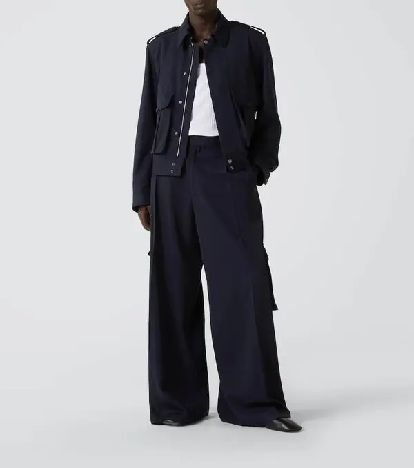 Dries Van Noten High-rise Wool Wide Leg Cargo Trousers