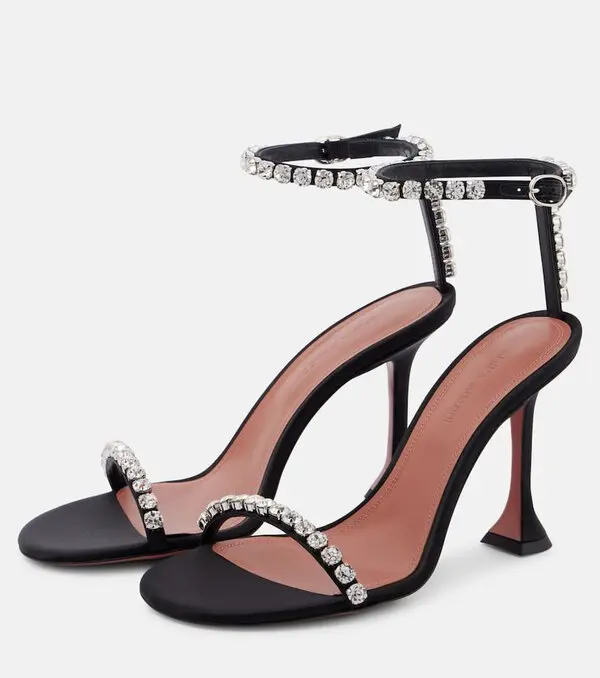 Amina Muaddi Gigi 95 Embellished Satin Sandals