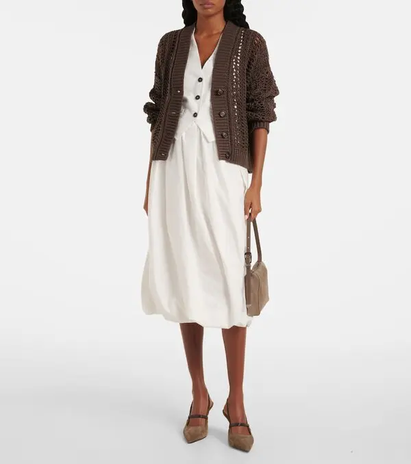 Brunello Cucinelli Cotton-blend Poplin Vest With Monili Applique