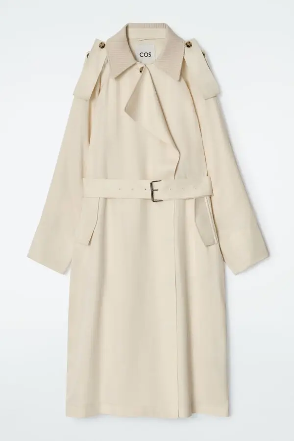 Cos Knitted-collar Trench Coat