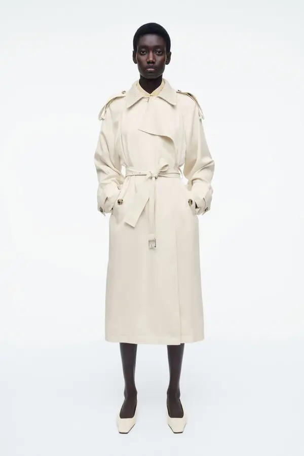 Cos Knitted-collar Trench Coat
