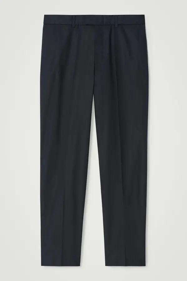 Cos Cotton Straight-leg Pants - Navy