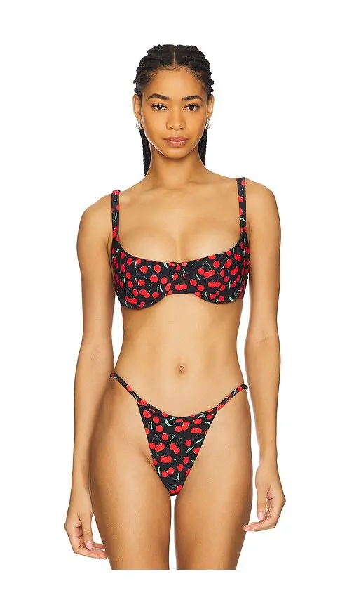 Good American Balconette Bikini Top - Black Cherry