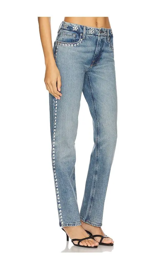 Good American Good Icon Studded Straight Jeans