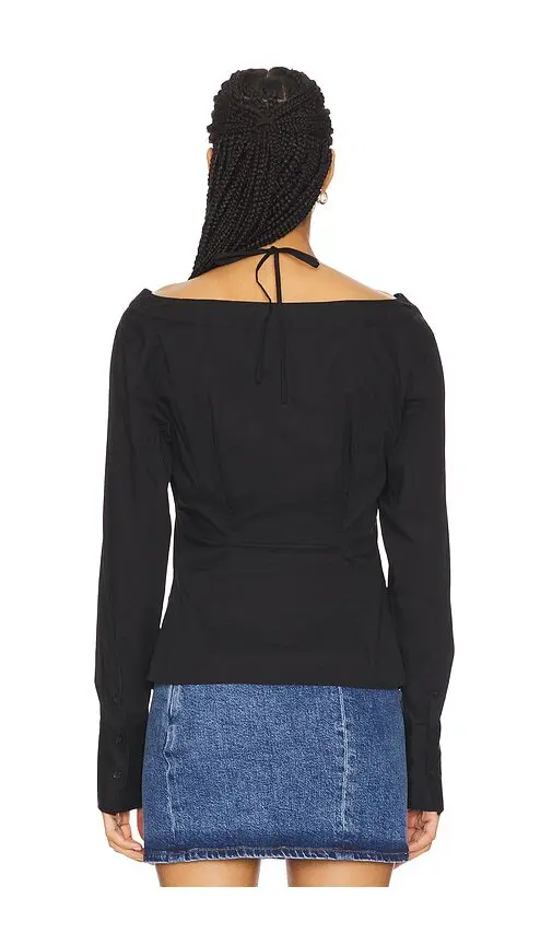 Good American Poplin Off Shoulder Top - Black001