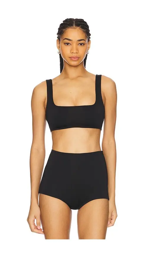 Good American Square Neck Compression Swim Top - Black001