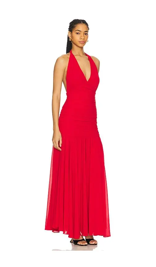 Bardot Halter Neck Maxi Dress