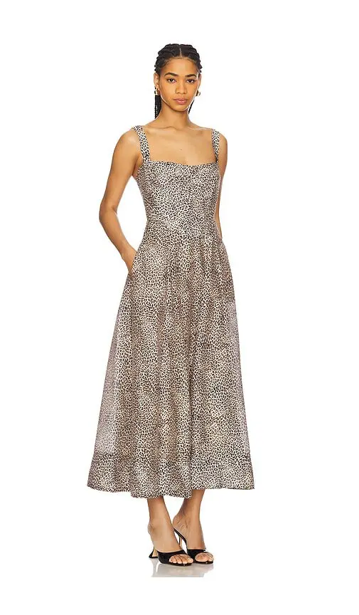 Bardot Lilah Corset Midi Dress in Brown - Size 2