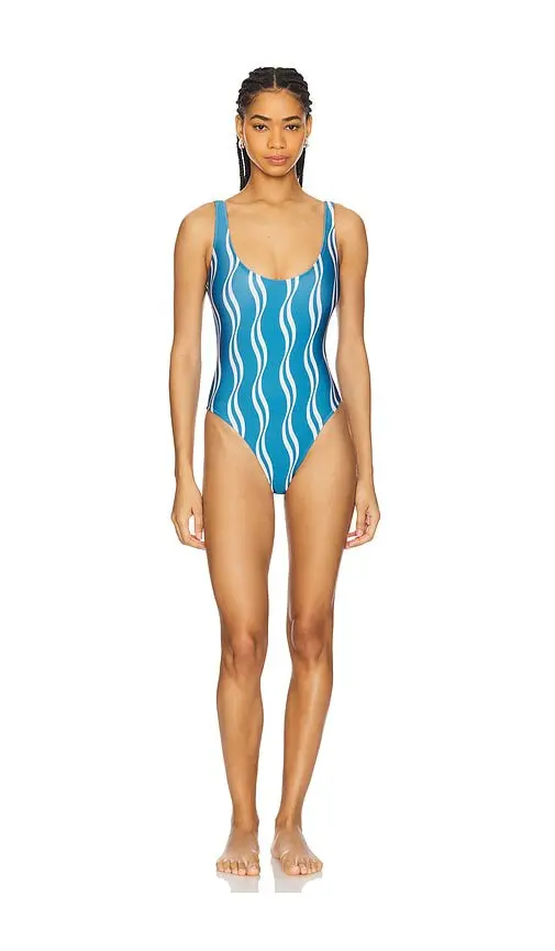 Solid & Striped The Hailey One Piece - Wavy Stripe French Blue