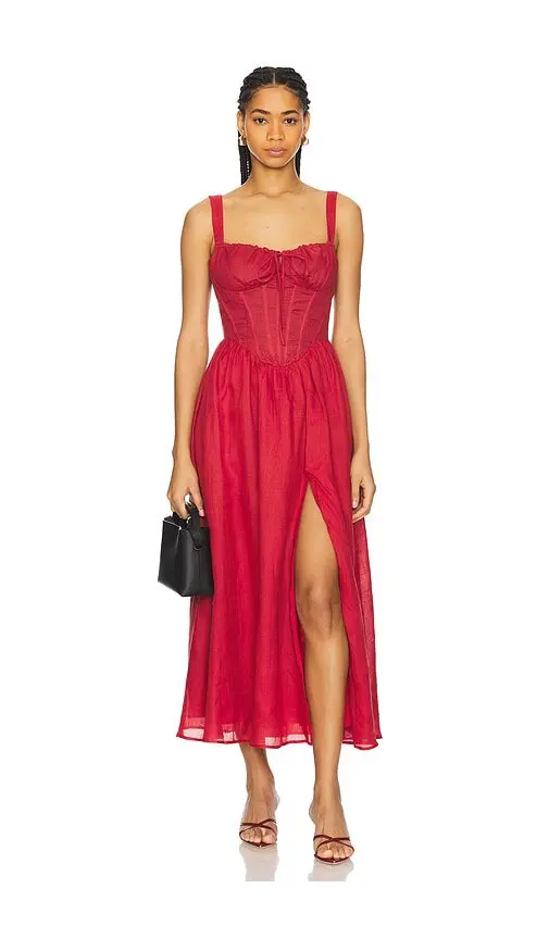 Bardot Esra Midi Dress - Fire Red