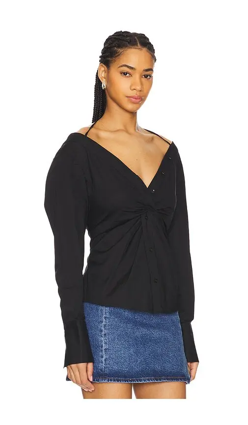 Good American Poplin Off Shoulder Top