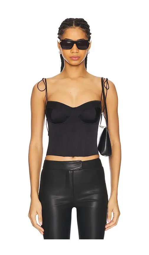 Good American Satin Bustier Top - Black
