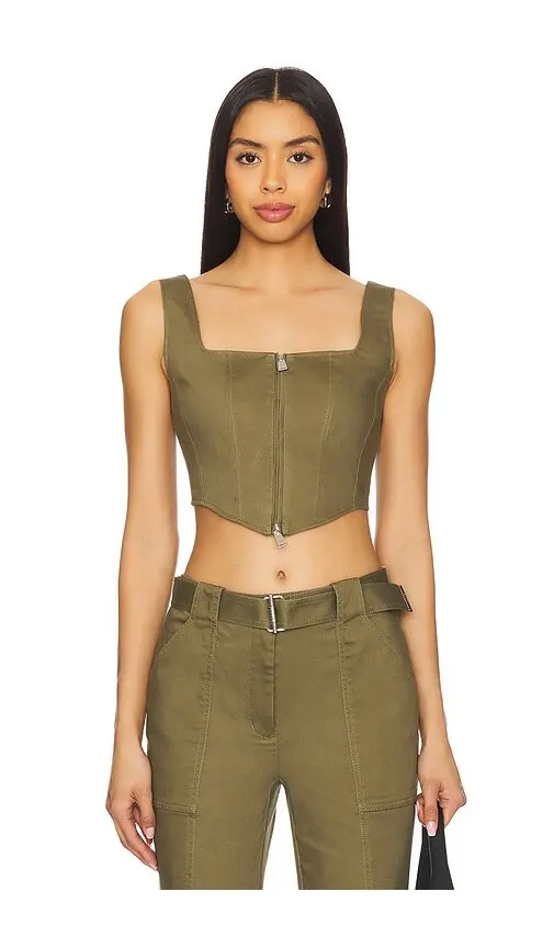 Simkhai Kateri Cropped Twill Bustier Top
