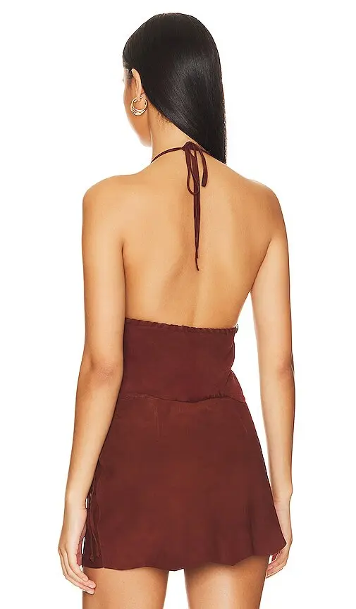 LOVERS AND FRIENDS Suede Halterneck Top With Braided Detail