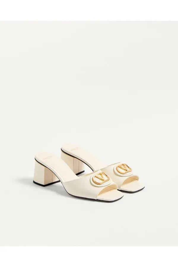 Valentino Garavani Vlogo Signature Calfskin Slide Sandal - Red
