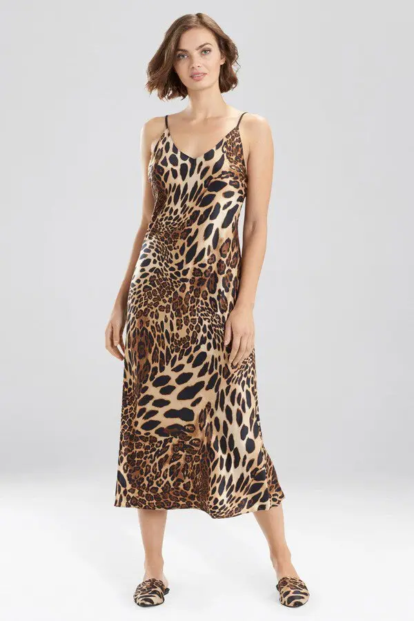 Natori Luxe Leopard Slip Dress - Neutral
