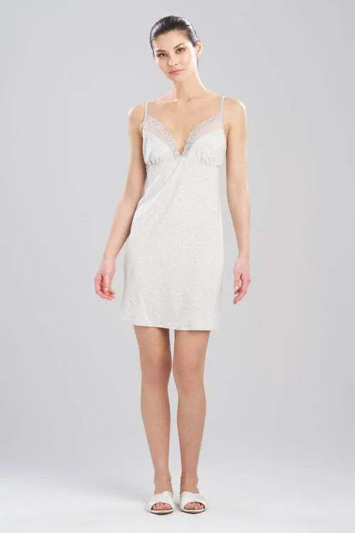 Natori Feathers Essentials Lenzing Ecovero Viscose Lace Applique Chemise - Gray