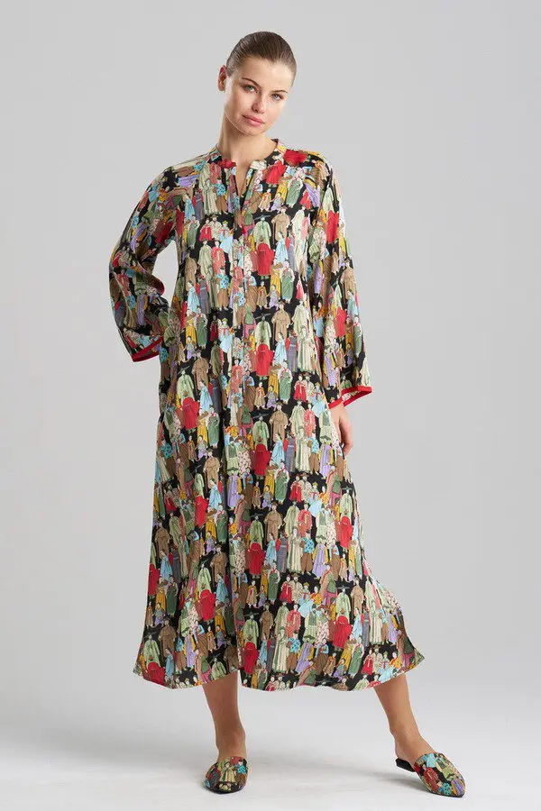 Natori Dynasty Mandarin Zip Caftan