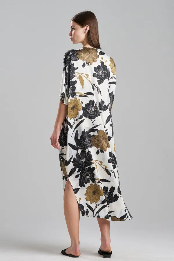 Natori Peony Blossom V-neck Caftan