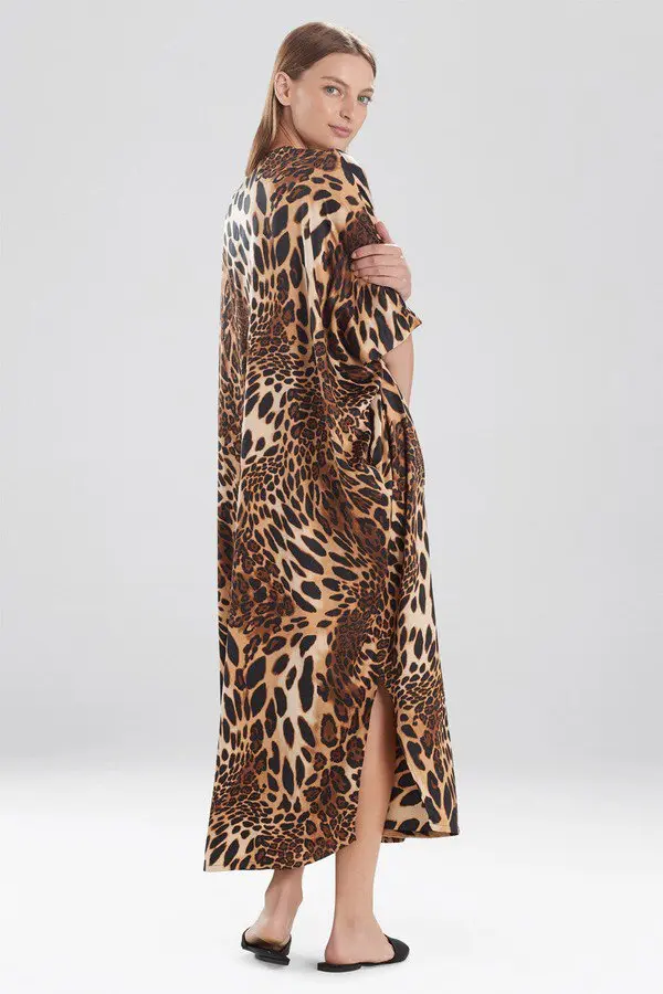 Natori Luxe Leopard Zip Caftan - Neutral