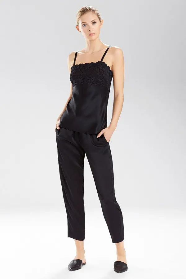 Natori Rose Parfait Camisole With Lace - Black