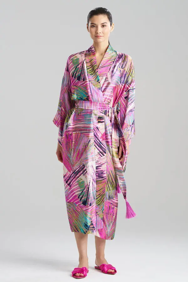 Natori Sensu Silk Robe - Stripe