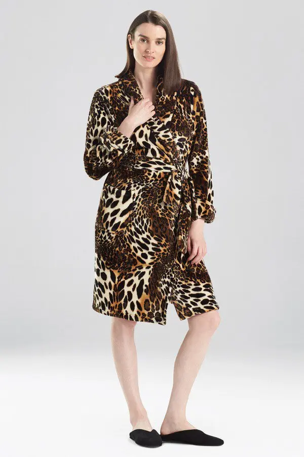 Natori Plush Leopard Cozy Robe - Neutral