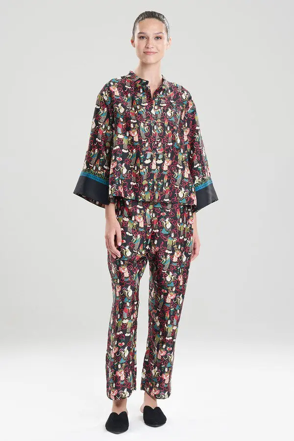 Natori Tea Garden Pj - Black / Floral / Multicolor