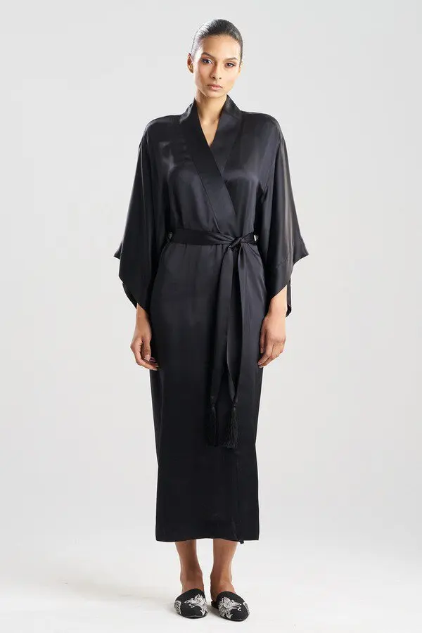 Natori Key Essentials Silk Robe - Black
