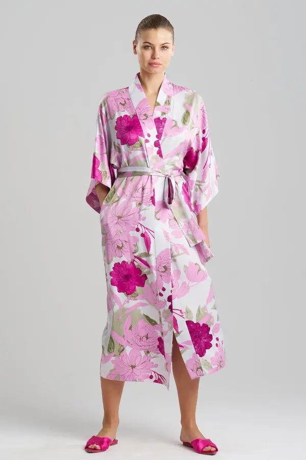Natori Peony Blossom Kimono Robe - Pink
