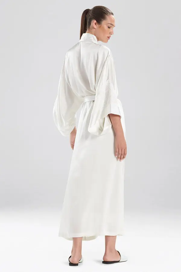 Natori Lolita Lace Embroidered Silk Tassel Robe