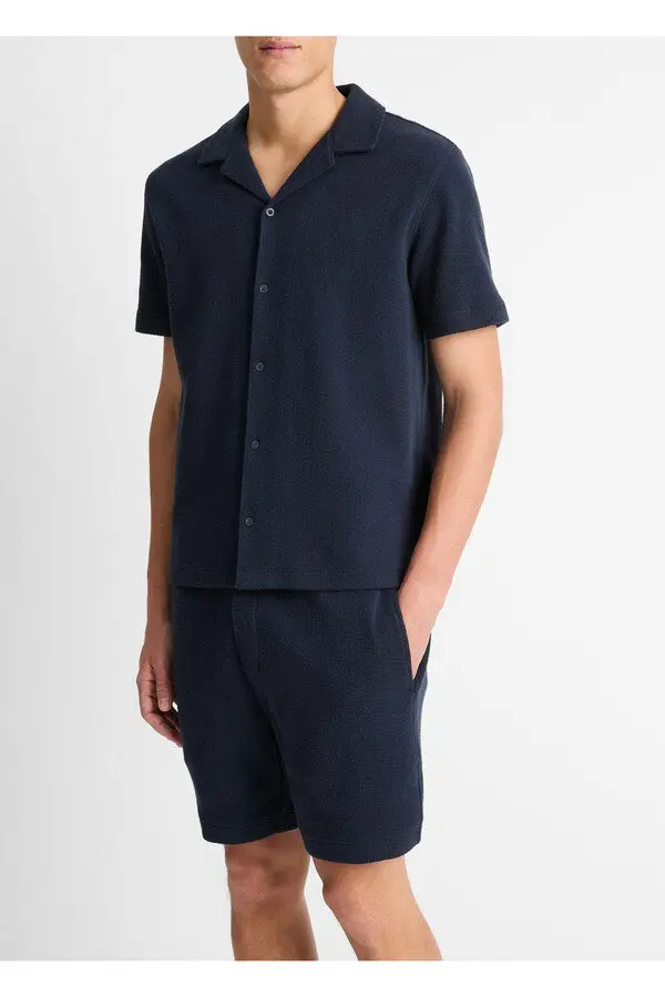 Vince Cotton Bouclé Cabana Shirt - Black
