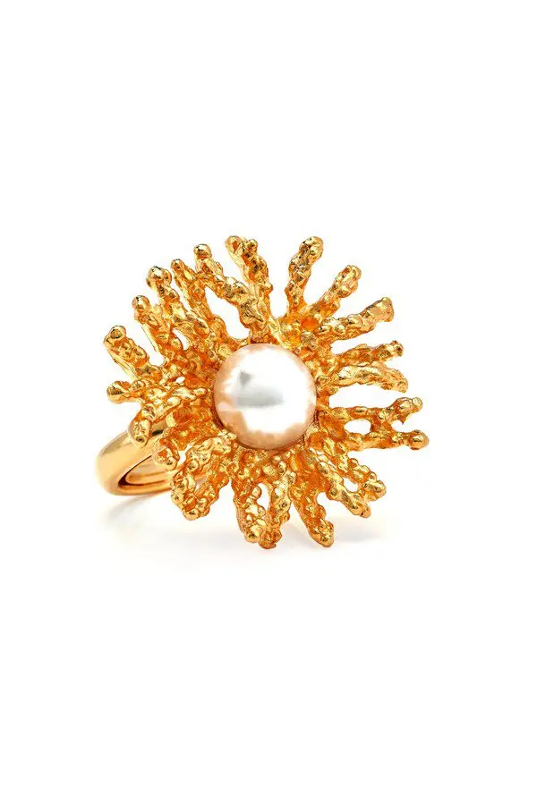 KENNETH JAY LANE Reef Pearl Ring - Coral
