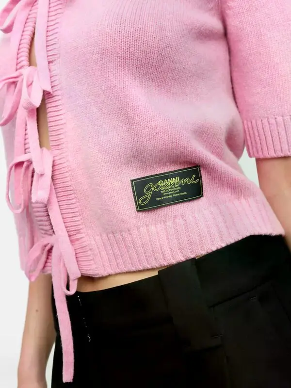 GANNI Short-sleeve Cardigan - Pink