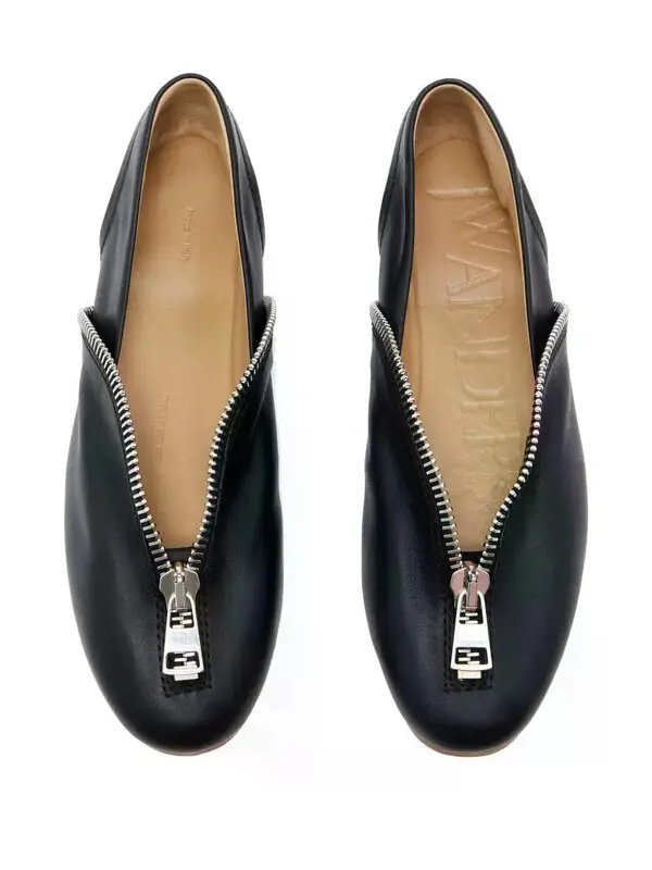 JW Anderson Zip-detail Leather Ballerina Flats