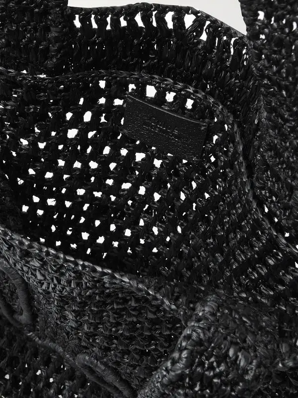 Chloé Summer Banana Embellished Crocheted Faux Raffia Tote - Black