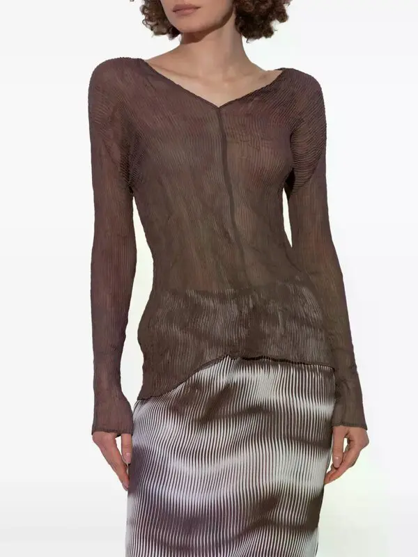 Issey Miyake Chiffon Top - Brown