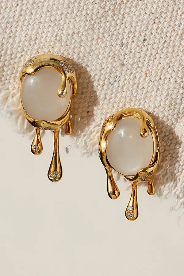 PREETI SANDHU Selena Moonstone Earrings - Moonstone/gold