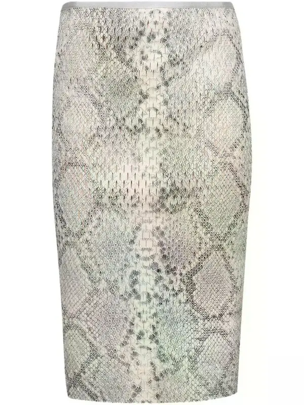 Alexander Wang Snake-print Pencil Skirt - White