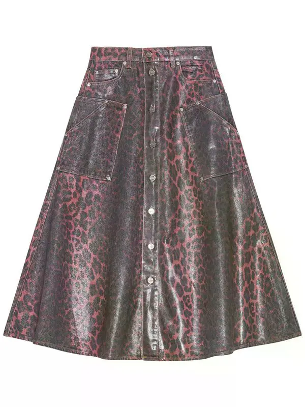 GANNI Leopard-print Midi Skirt
