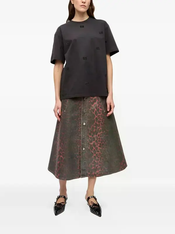 GANNI Leopard-print Midi Skirt