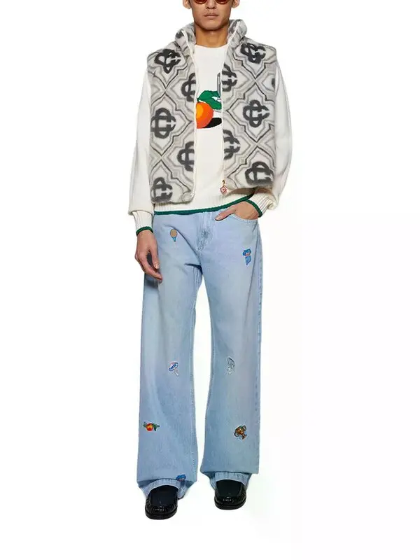 Casablanca Embroidered Wide-leg Jeans
