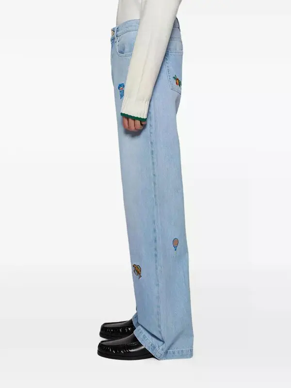 Casablanca Embroidered Wide-leg Jeans