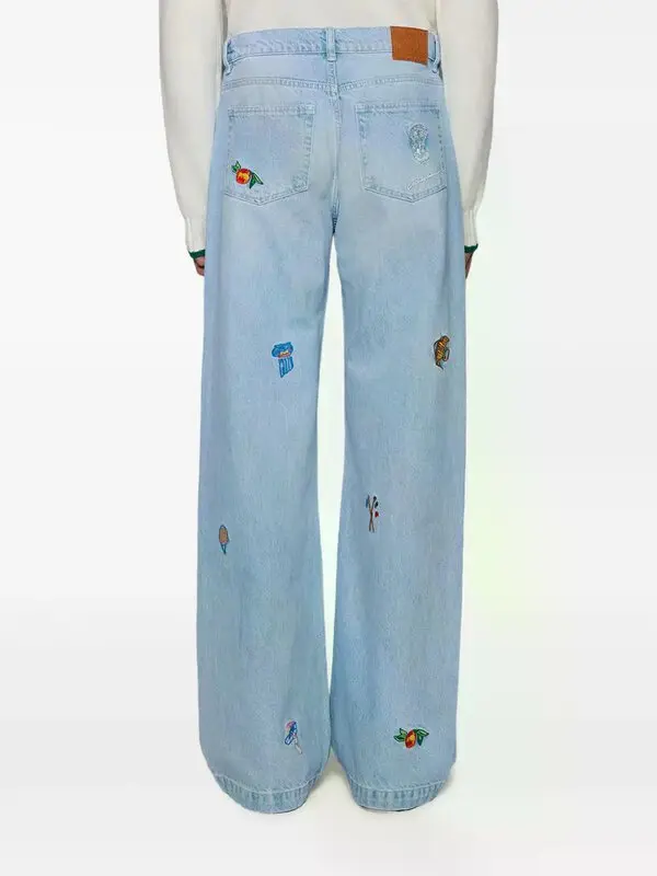 Casablanca Embroidered Wide-leg Jeans