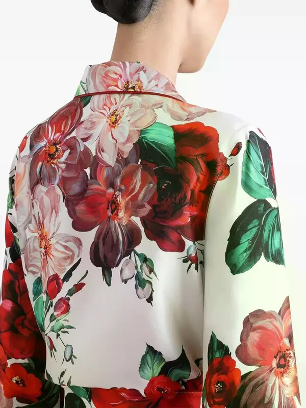 Dolce & Gabbana Rose-print Twill Shirt - White