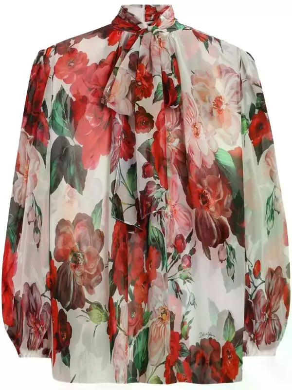 Dolce & Gabbana Rose-print Chiffon Blouse